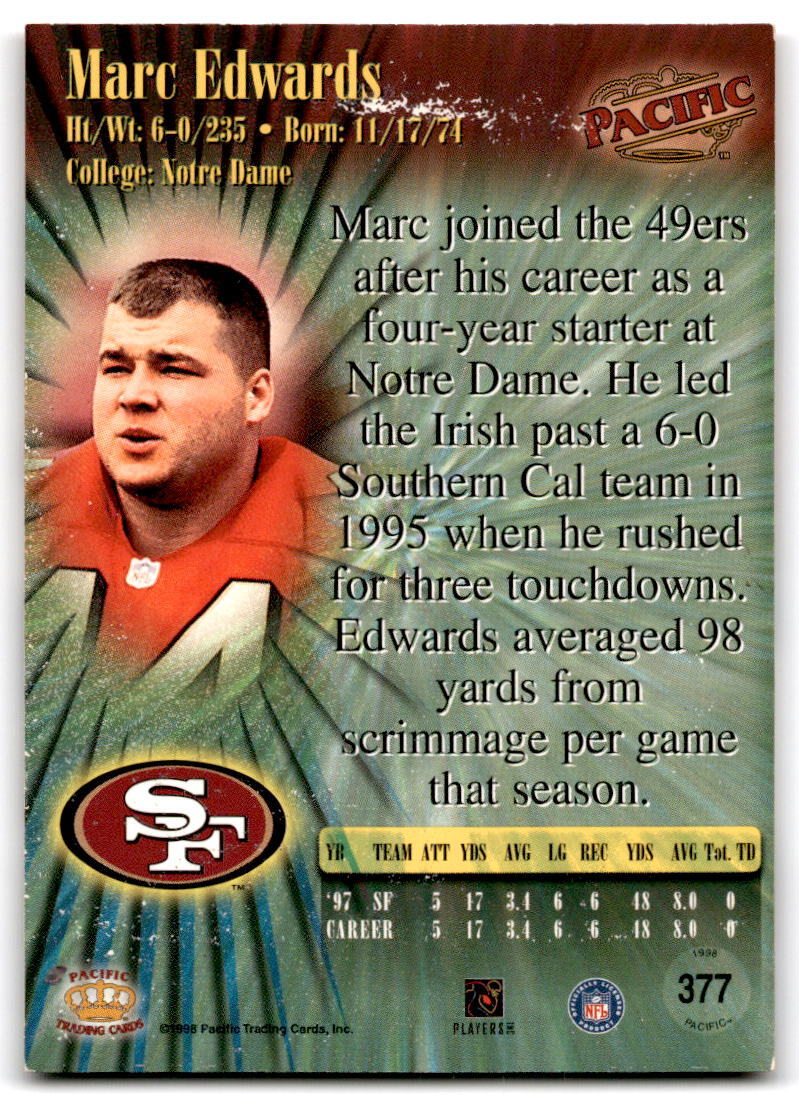 1998 Pacific - #377 Marc Edwards for sale online | eBay