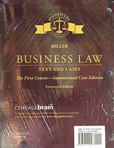 Business Law: Text & Cases - The First Course - Summarized Case Edition ...