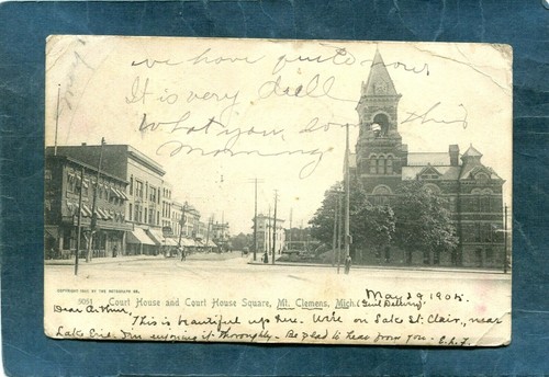 Mt.Clemens,MI-Street w COURT HOUSE & COURTHOUSE SQUARE Macomb County ...