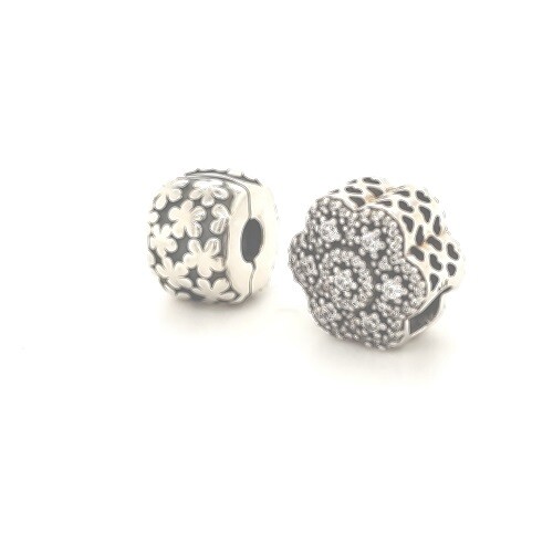Pandora 925 assorted 791998cz 790533 floral flower clip slide bead ...