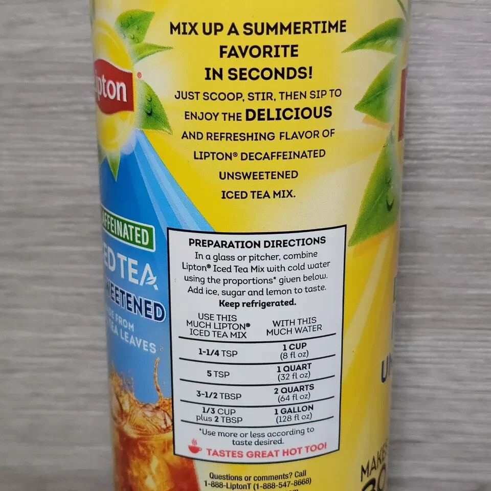 Lipton Unsweetened Instant Iced Tea Mix Both Styles 1 Can 30 Qts ...