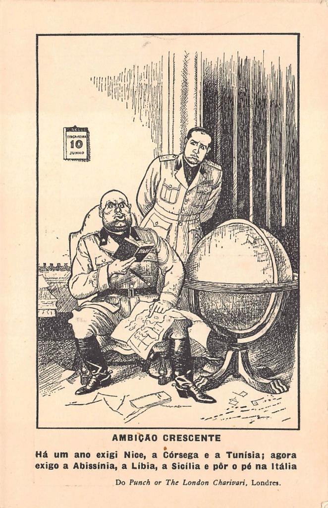 MUSSOLINI GLOBE ITALY POLITICAL SATIRE WW2 MILITARY POSTCARD (1940s) | eBay