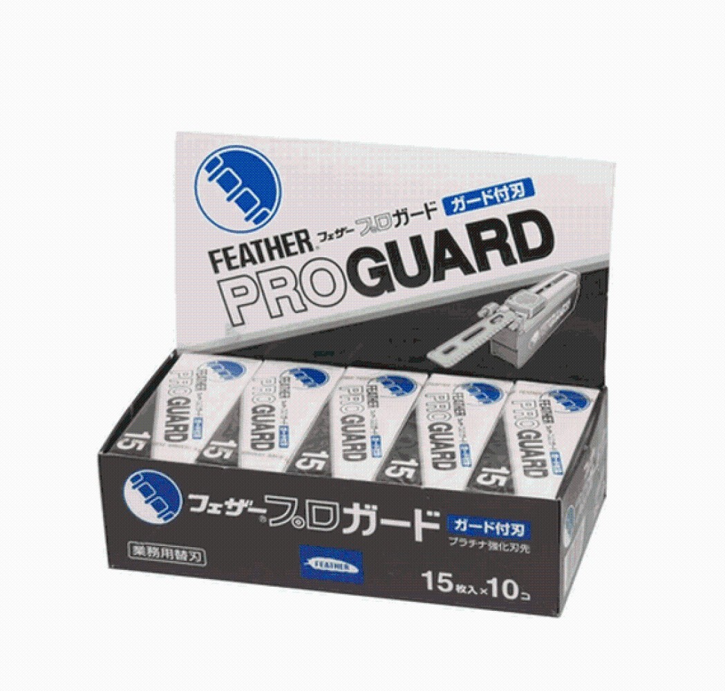 Feather ProGuard 15pcs x 10pcs & Feather with 1 bottle of 260ml shaving ...