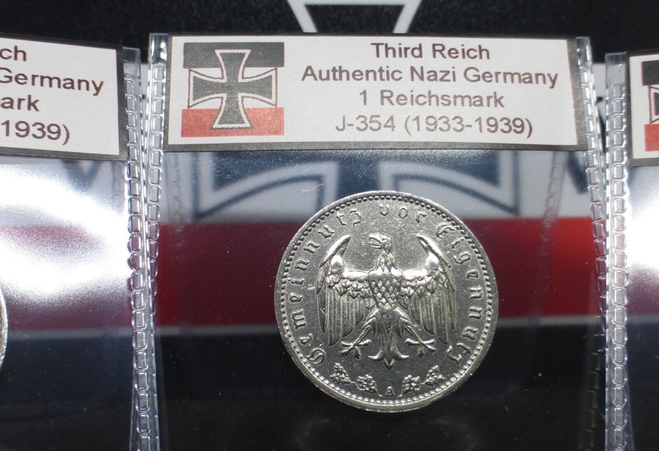 Beautiful 1 Reichsmark Nazi Coin: Genuine Nickel Third Reich WW2 ...