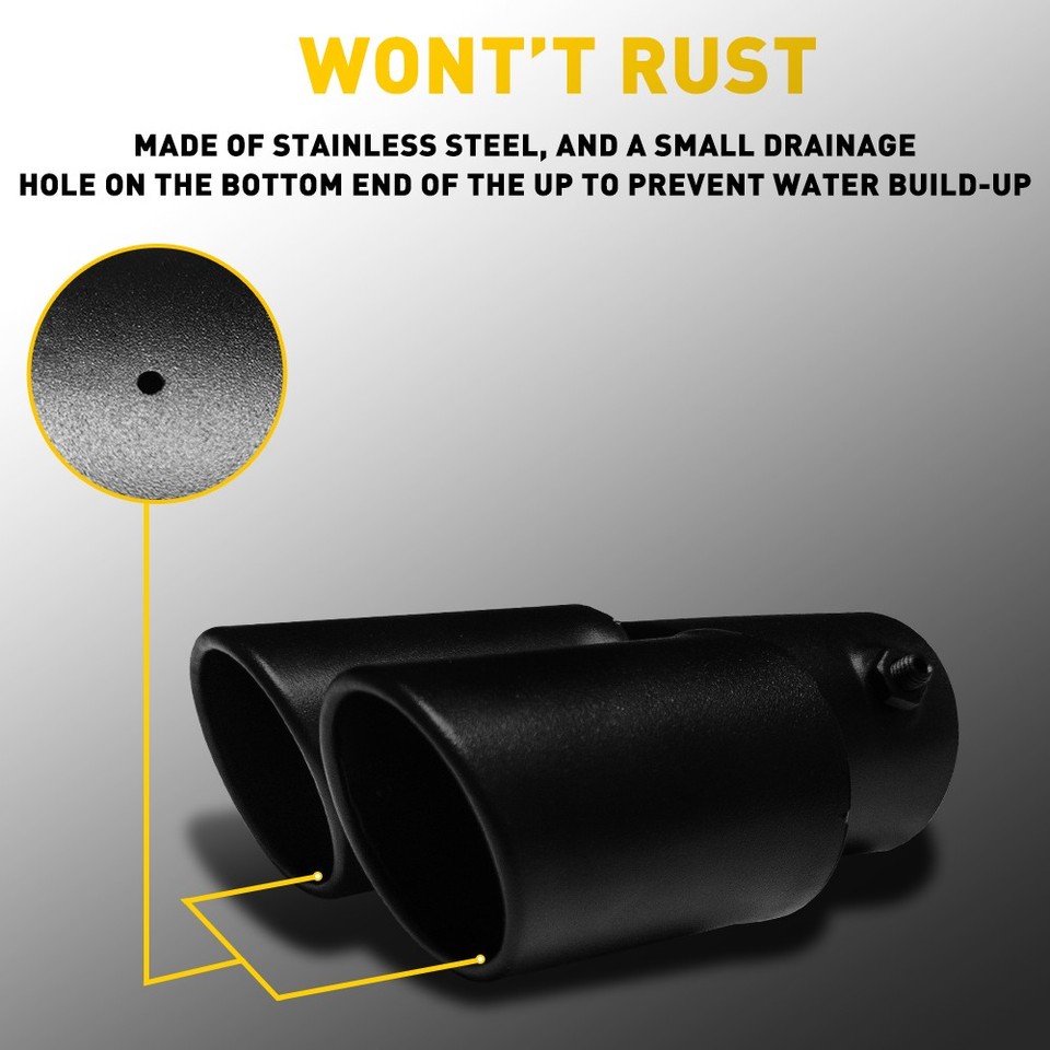 Black Car Stainless Steel Dual Exhaust Pipe Muffler Tip Tail Burnt ...