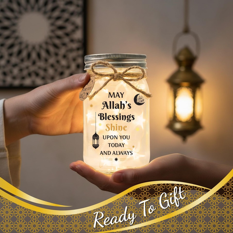 Ramadan Mubarak Mason Jar Night Light – Islamic Home Decor, Gift Ready ...