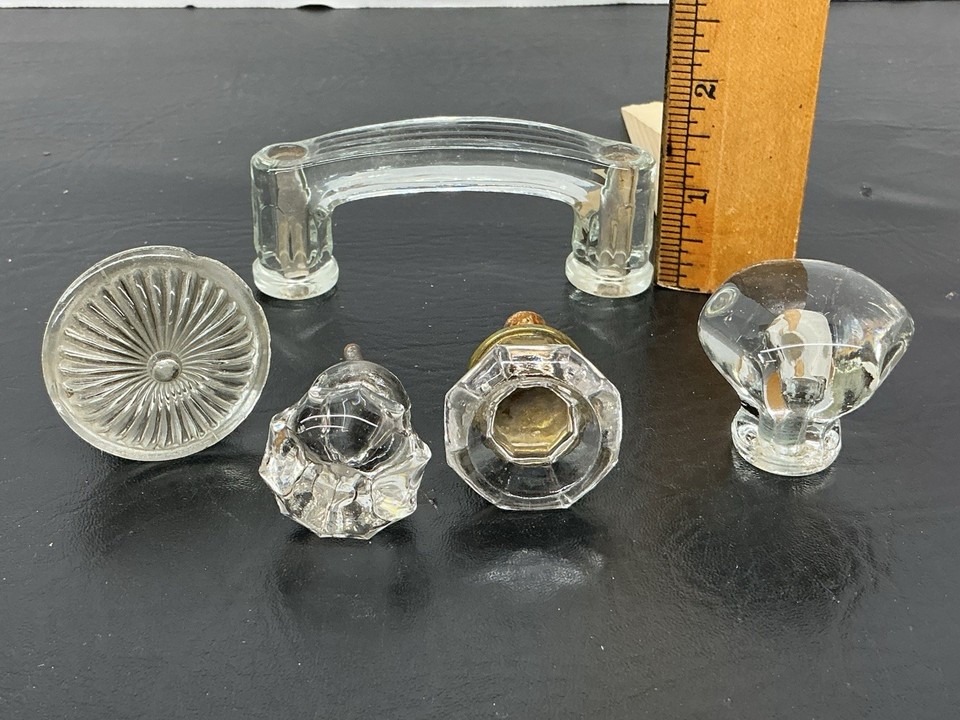 Vtg Lot 50 Salvage Clear Glass Drawer Drawer Knobs Handles Pulls 6 ...