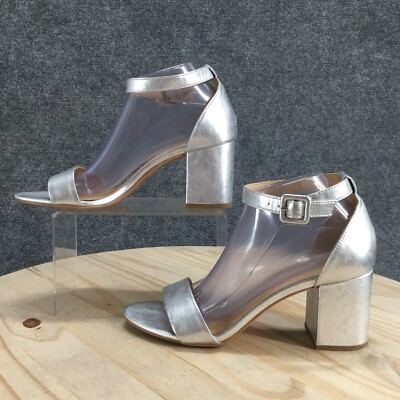 CL By Laundry Sandals Womens 8.5 Jody Ankle Strap Silver Block Heels ...