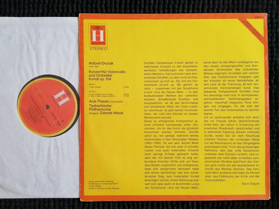 Heliodor 2548 134 Stereo - Dvorak Cello Concerto Anja Thauer Macal NM ...