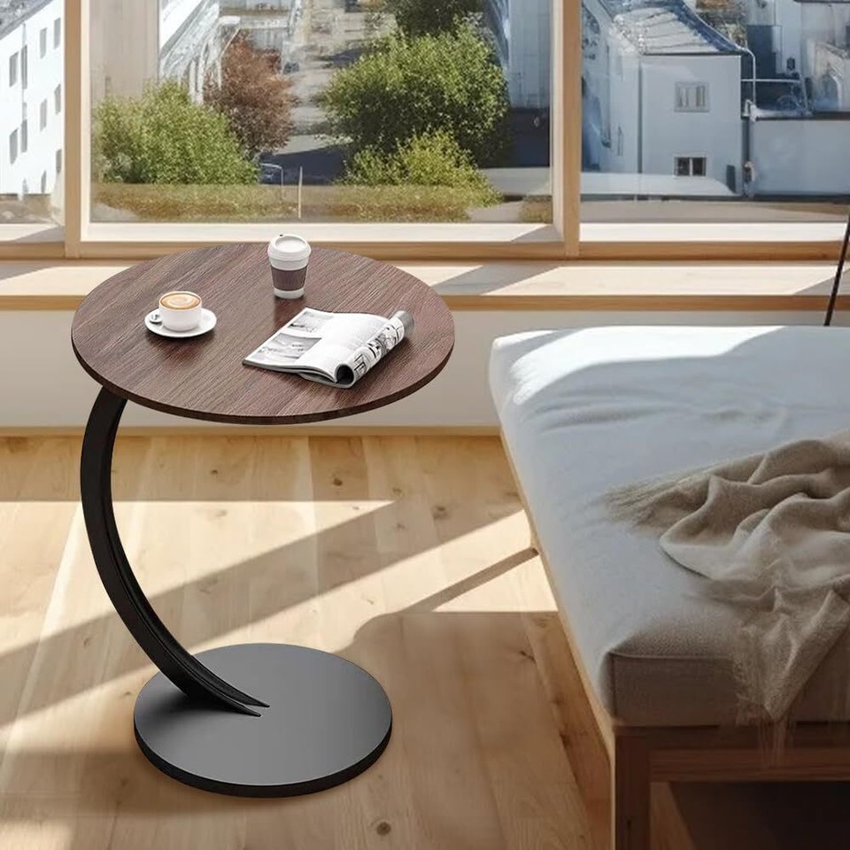 Small C-Shape Sofa Side Table Couch Laptop End Table Coffee Tea Snack ...