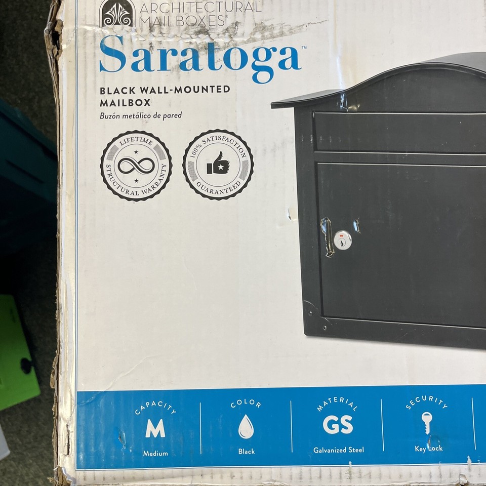 Architectural Mailboxes Saratoga Black Medium Steel Locking Wall Mount ...