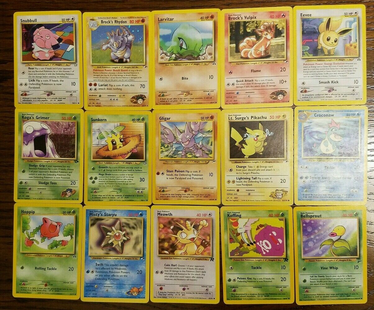 Pokemon Original Base set to Legendary Collection (Older cards) 15 Card ...
