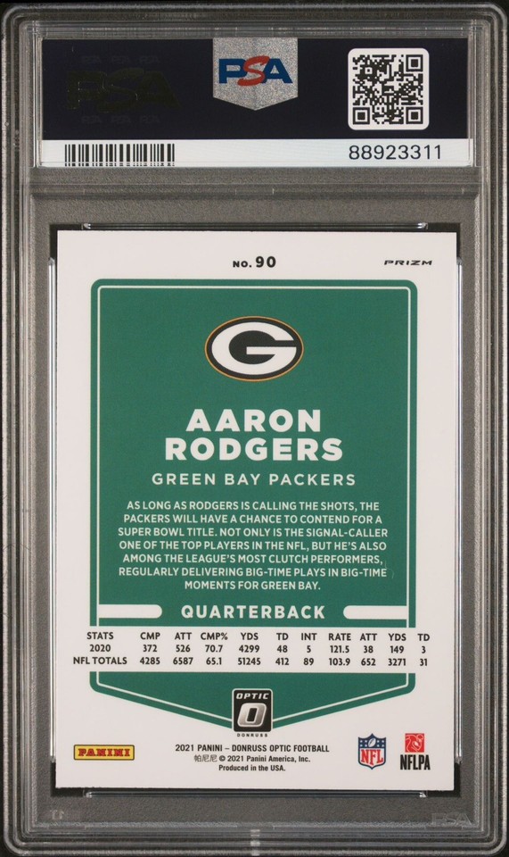 2021 Panini Donruss Optic Aaron Rodgers Rocket Emoji SSP PSA 10 Gem ...