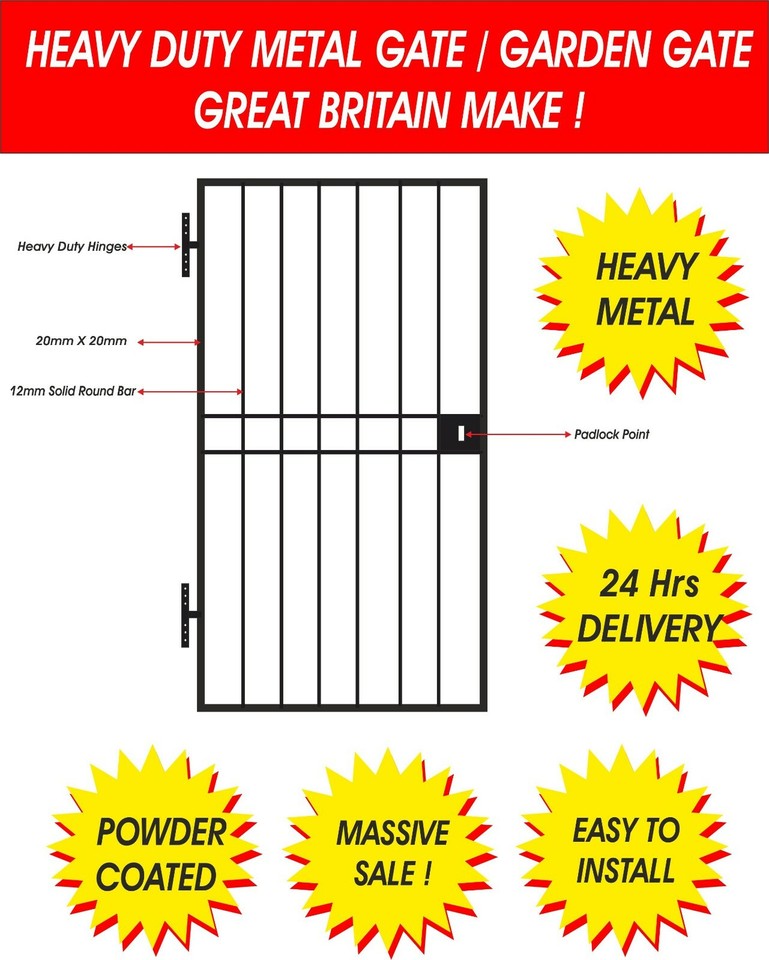 HEAVY DUTY STEEL SECURITY DOOR/GATE. METAL GARDEN SIDE GATE / WROUGHT ...