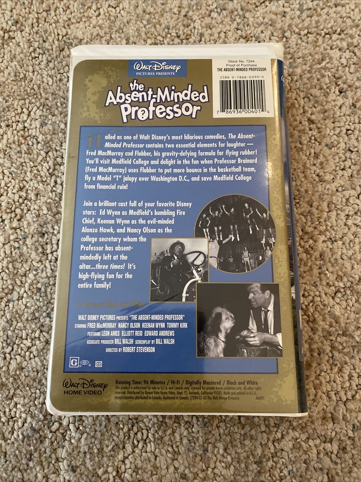 The Absent-Minded Professor (VHS, 1996, Colorized Version) 786936004014 ...