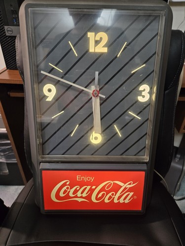 Coca Cola Lighted Wall Clock Vintage 13x21 Inches Good Working ...