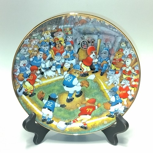 Franklin Mint Heirloom Plate Bill Bell It's Meowtta Here Cat Baseball ...