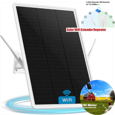 200m Dual Band Wireless Solar WiFi Extender Repeater Router Range ...