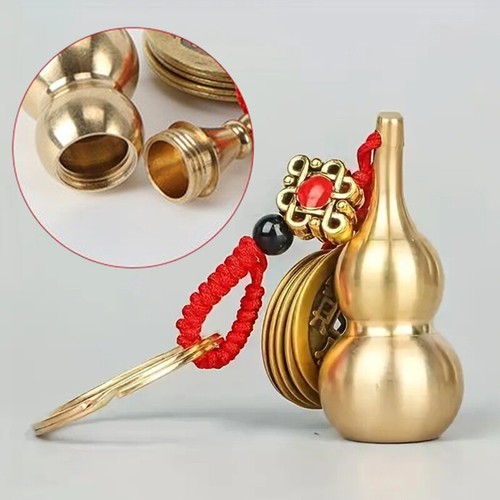 Large Copper Gourd Key Chain With Chinese Feng Shui Coins For Good Luck ...