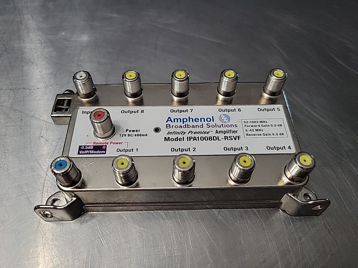 Amphenol IPA1008DL-RSVF 8 Way Cable Splitter Amplifier W Power Supply ...