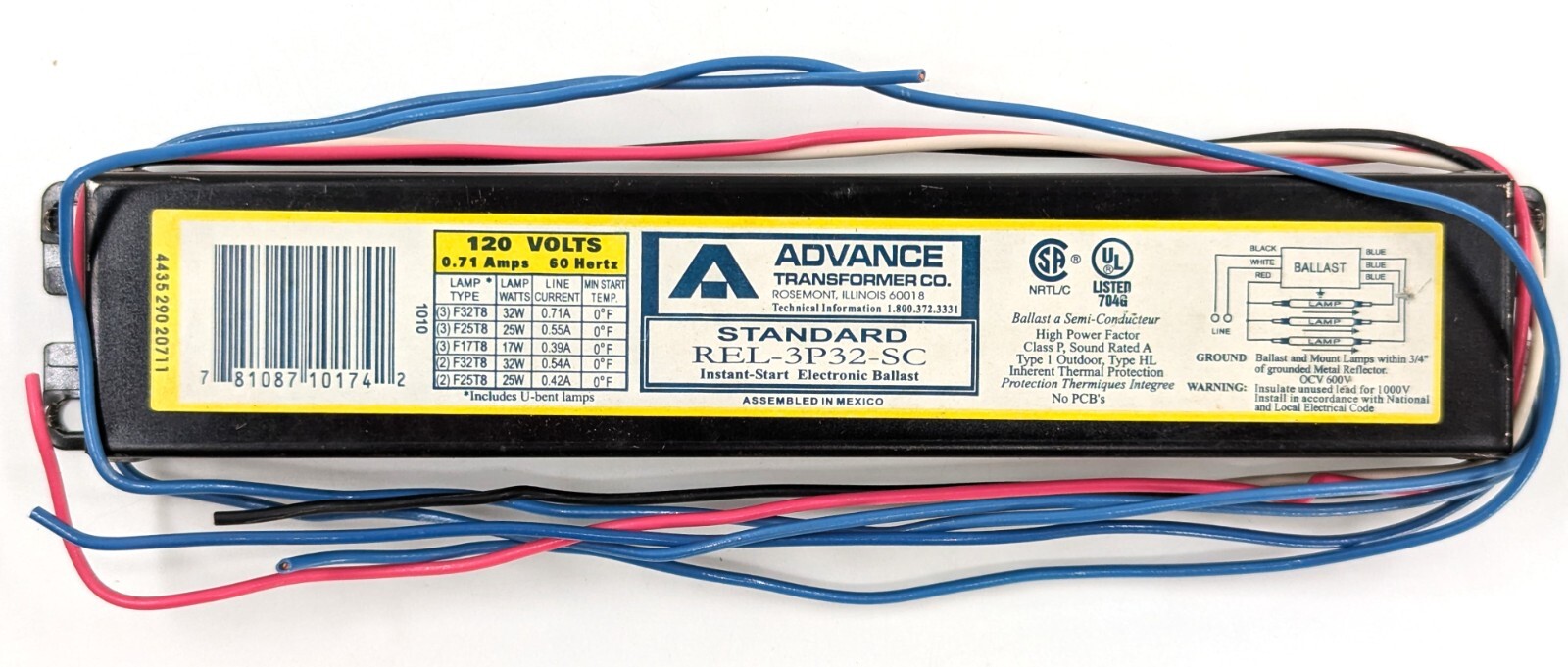 NOS! Advance REL-3P32-SC 3-Lamp Instant Start Fluorescent Electronic ...