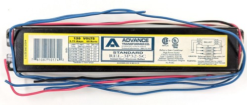 NOS! Advance REL-3P32-SC 3-Lamp Instant Start Fluorescent Electronic ...