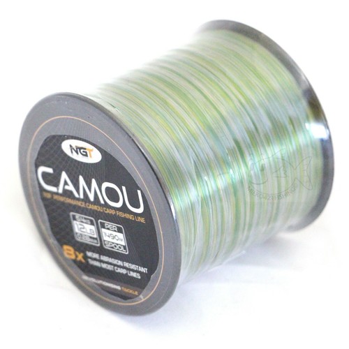 NGT Camo Fishing Line Bulk Spool Carp Fishing Line 10, 12, 15, 18 lb ...
