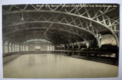 Elysium Ice Skating Rink Interior Cleveland Ohio 1910c postcard | eBay