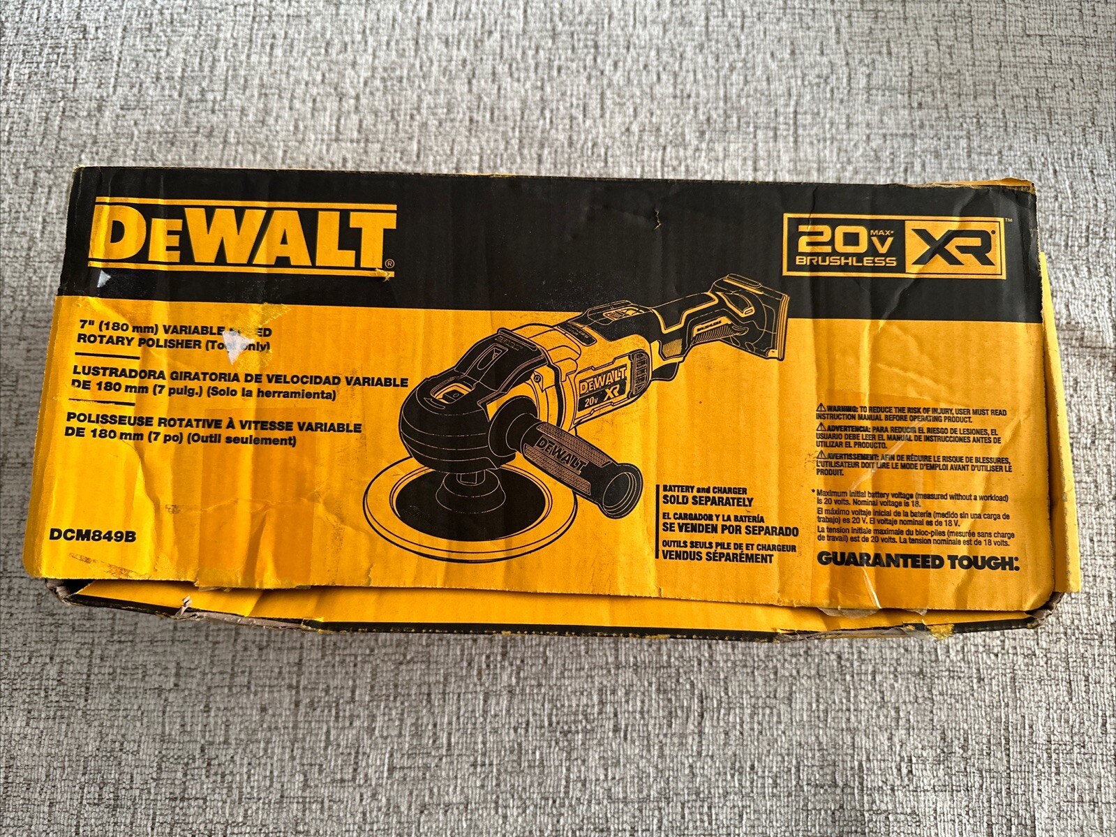 DeWalt DCM849B 20V MAX XR 7" Cordless Variable Speed Rotary Polisher ...