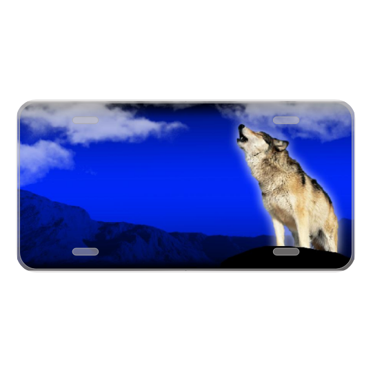 Custom Personalized License Plate Auto Car Tag Design With Howling Wolf ...