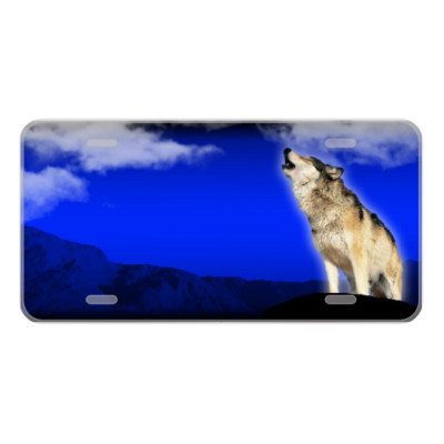 Custom Personalized License Plate Auto Car Tag Design With Howling Wolf ...
