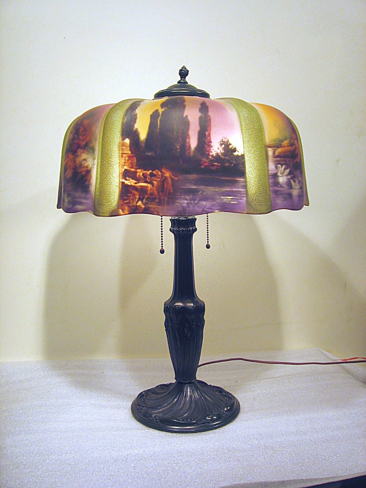 ANTIQUE PITTSBURGH REVERSE PAINTED LAMP - SIGNED | eBay