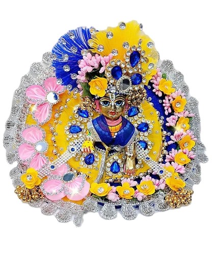 Robe en coton épais multicolore Bal Gopal/Kanha Ji avec mukut (jaune ...