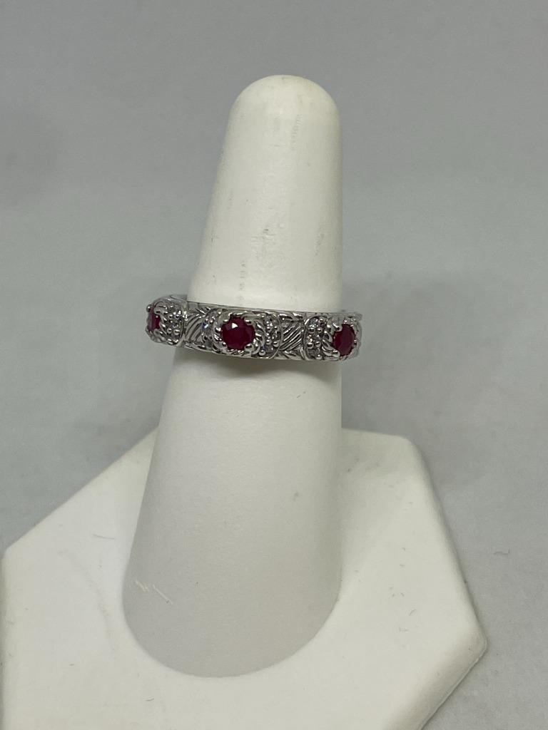 JUDITH RIPKA STERLING 925 3 SIMULATED RUBY ROPE CABLE… - Gem