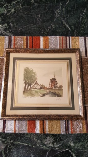 Vintage, Hand Signed by Artist Ernst Linck, Original Colored Etching ...