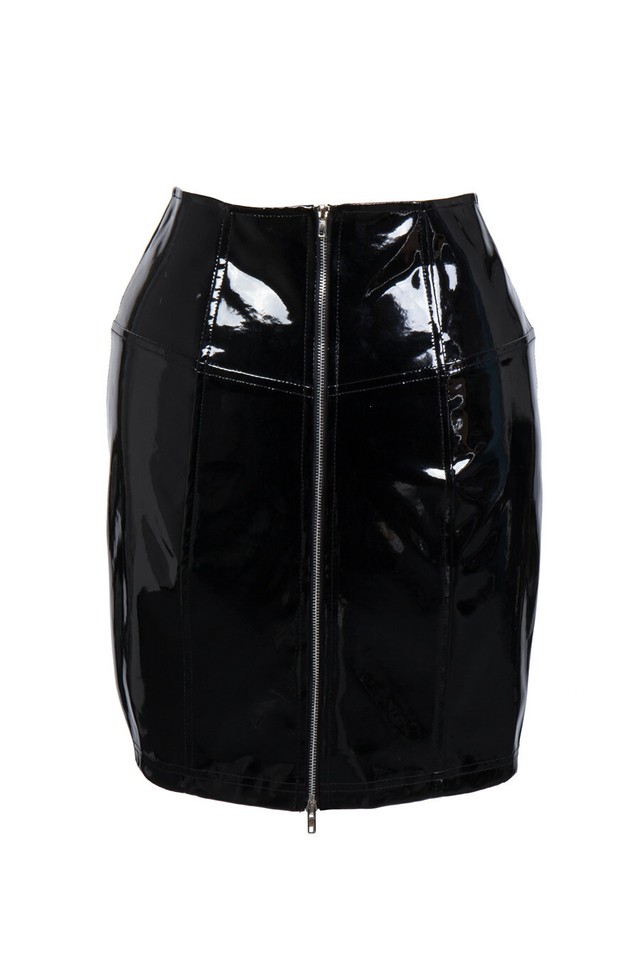 Sexy High Waist PVC Mini Skirt Black Wet Look Punk Clubwear Gothic ...
