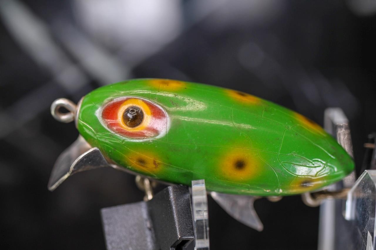 Clark Water Scout Wooden BULLFROG FROG WOOD FIN METAL FISHING LURE | eBay