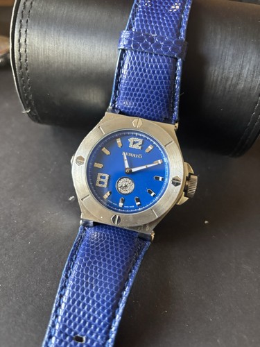 “Renato Collezioni " Diamond Second Sub Dial Blue Watch . Men Leather ...