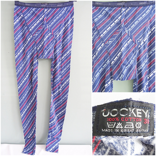 Vintage 1980s Mens Long Johns Jockey Underwear Unused Blue Red Navy Y ...