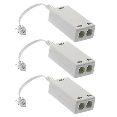 3x ADSL ADSL2 DSL Modem Telephone Phone Fax In-Line Splitter Filter ...