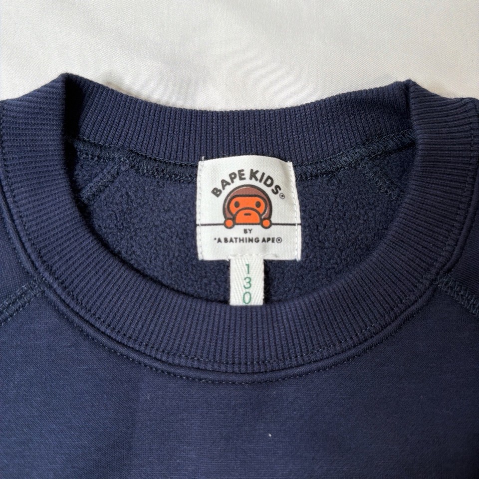 A Bathing Ape Navy Blue Kids Sweater With Yellow Logo Size 130 (8) New ...
