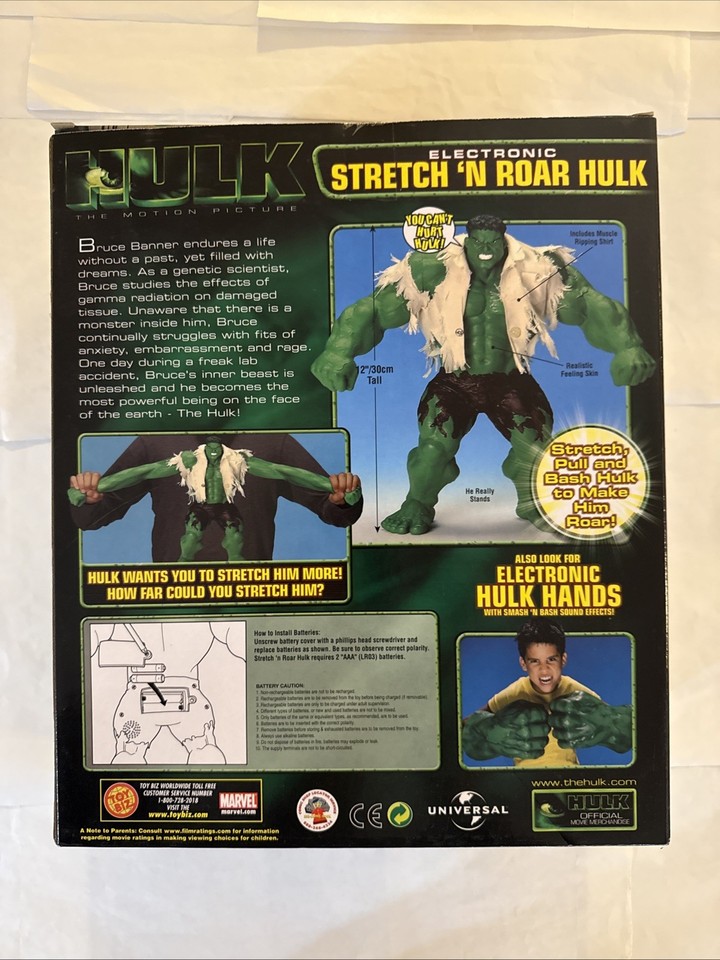 Marvel 2003 Electronic Stretch and Roar Hulk Talking Action Figure ...