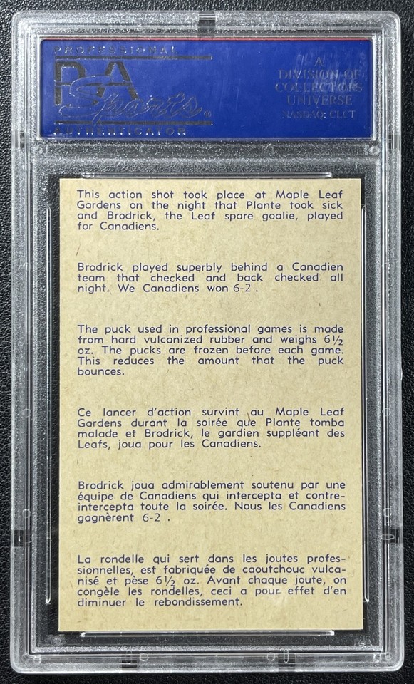 LEN BRODERICK CANADIENS ON GUARD PSA 8 ROOKIE RC 1957-58 PARKHURST #21 ...