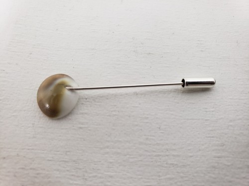 Real Sea Snail Shell Hat Lapel Stick Pin Brooch White Brown Marshmallow ...