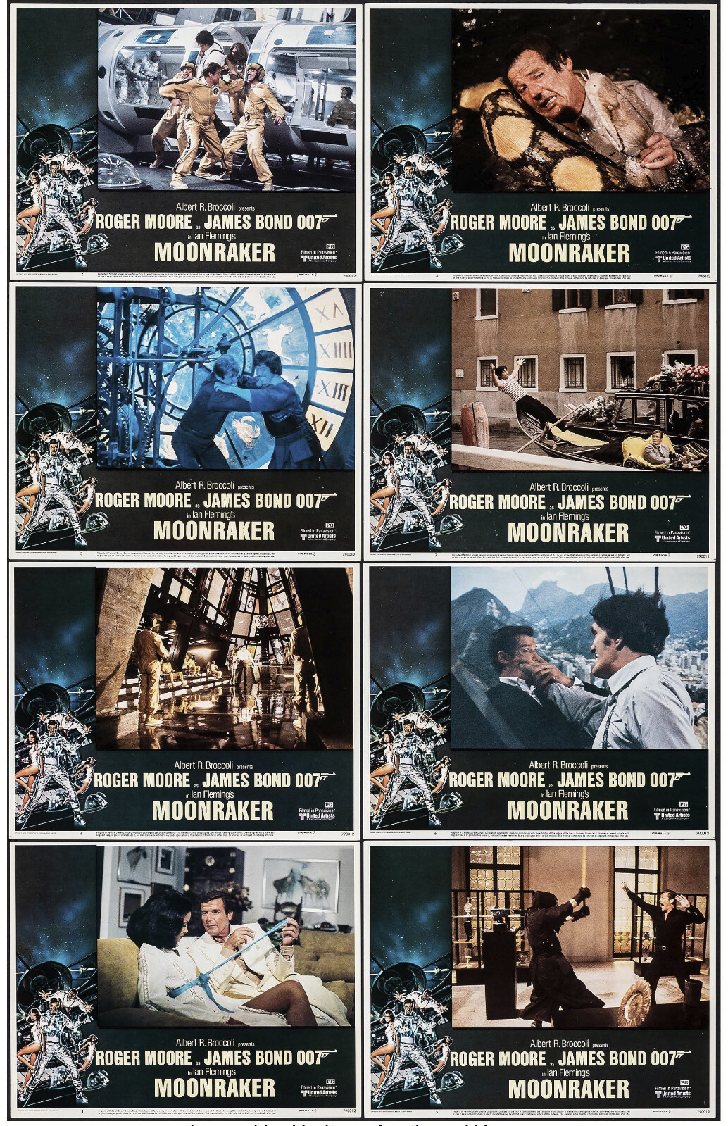 MOONRAKER original1979 lobby card set JAMES BOND/ROGER MOORE 11x14 ...