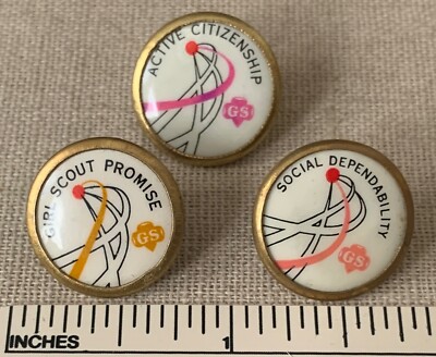 3 VTG GIRL SCOUT Award Badge PINS GS Citizenship Promise Social ...