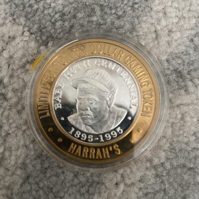 BABE RUTH BASEBALL 1895-1995 HARRAH'S CASINO $10 999 SILVER COIN | eBay