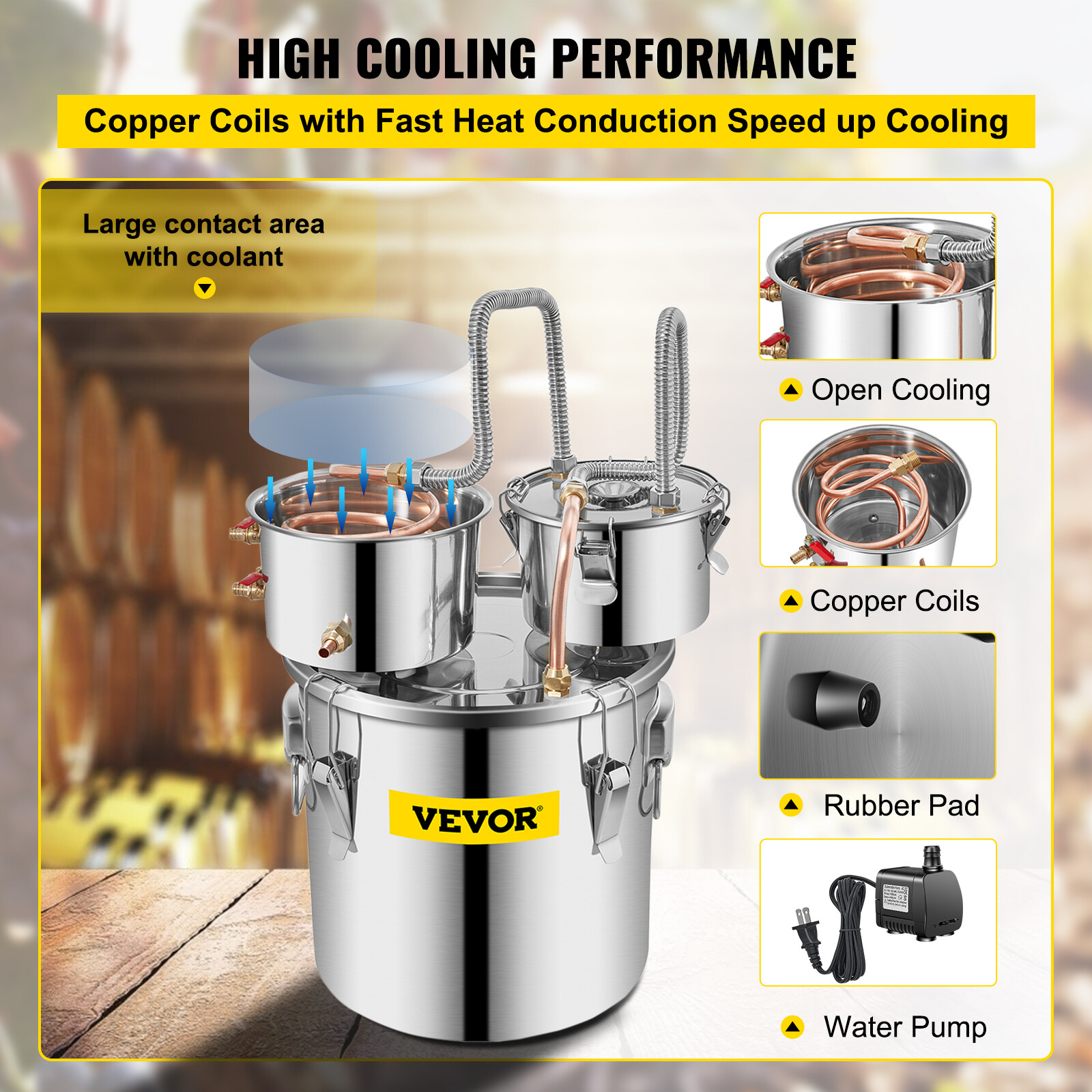 VEVOR Moonshine 3 Pot Home Diy Wine Water Distiller Still Boiler Kit ...