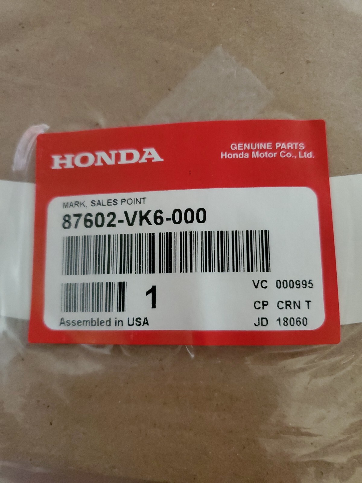 Honda MARK SALES POINT 87602-VK6-000 OEM for sale online | eBay