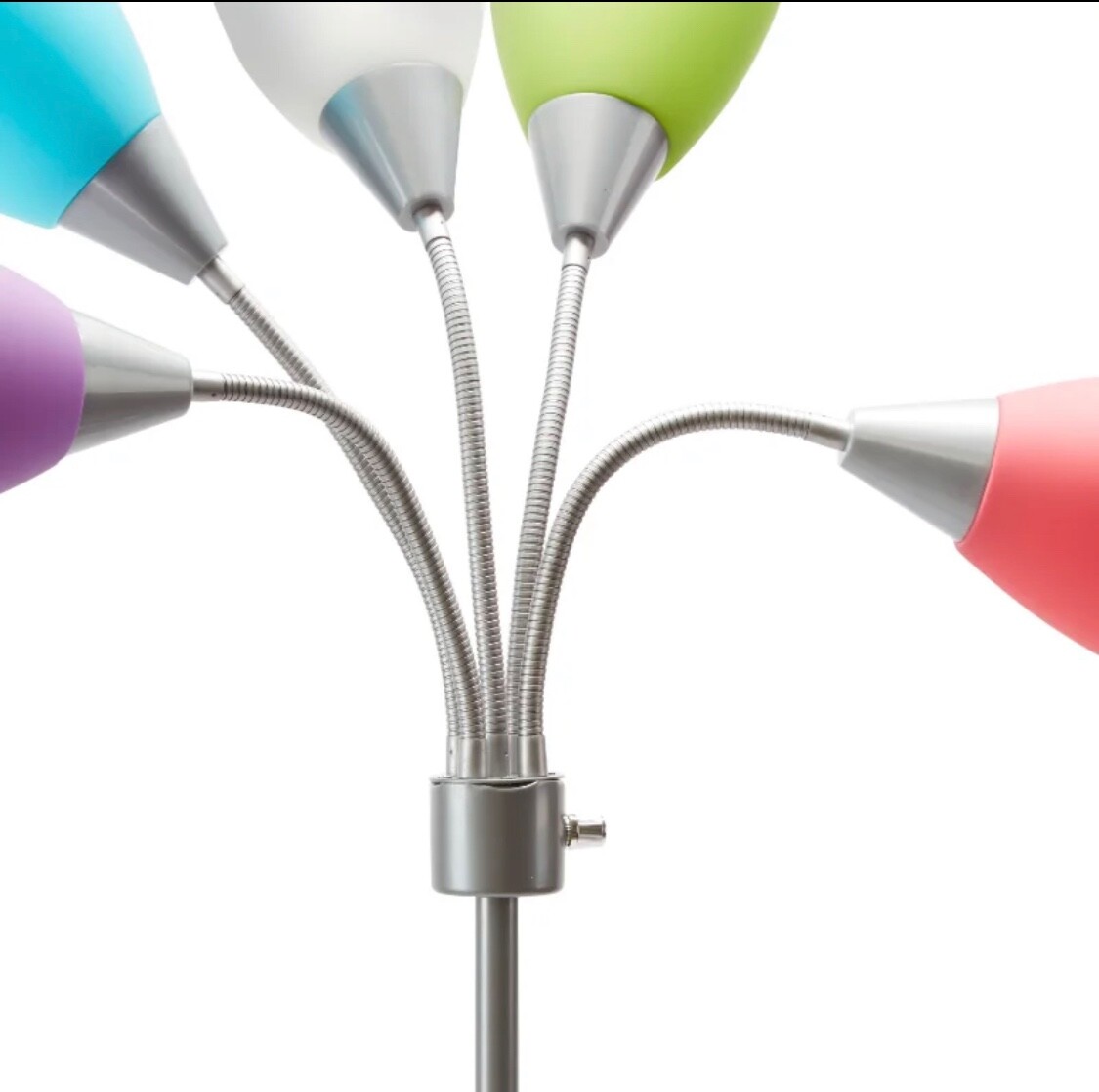 5 Light Floor Lamp, Silver Color with Multi Color Shades Made of Metal ...